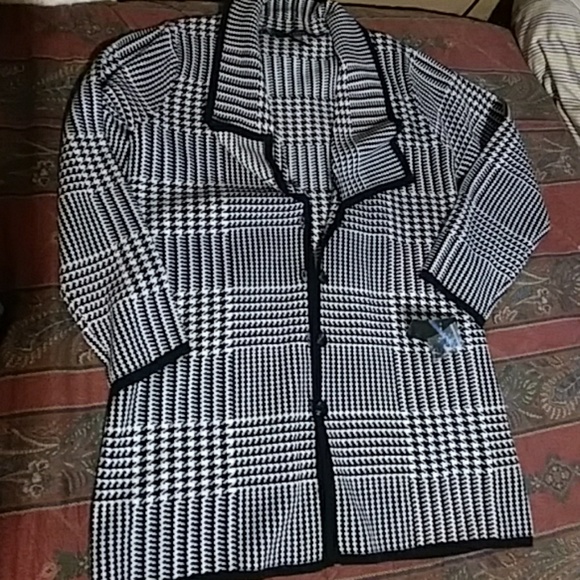 Fever | Jackets & Coats | Black White Sweater Jacket | Poshmark